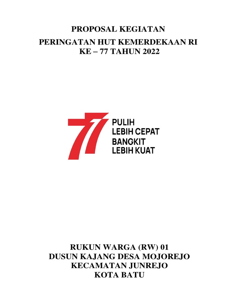 Proposal HUT RI ke-77 RW 01 2022 | PDF | Karier & Perkembangan