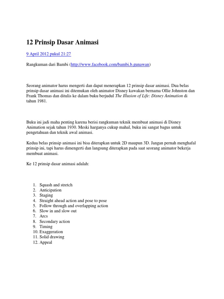 12 Prinsip Dasar Animasi | PDF