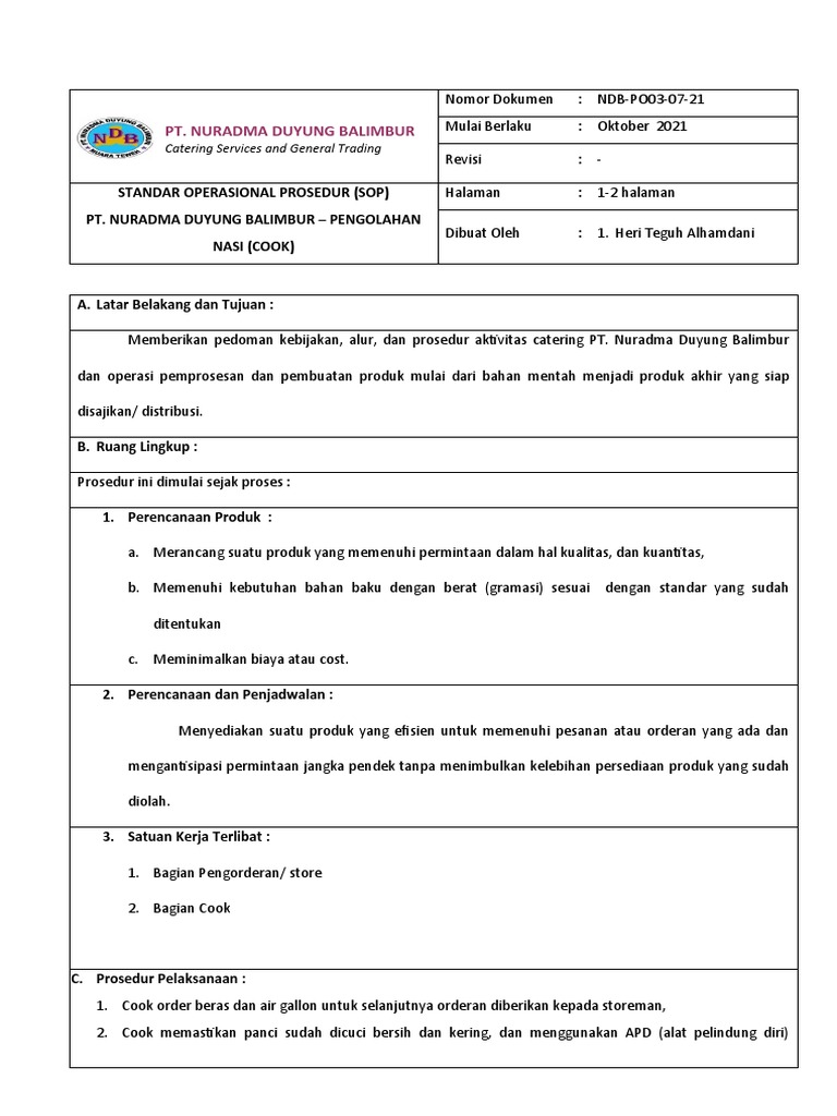 Sop Cook | PDF | Memasak, Makanan, & Anggur | Sains & Matematika