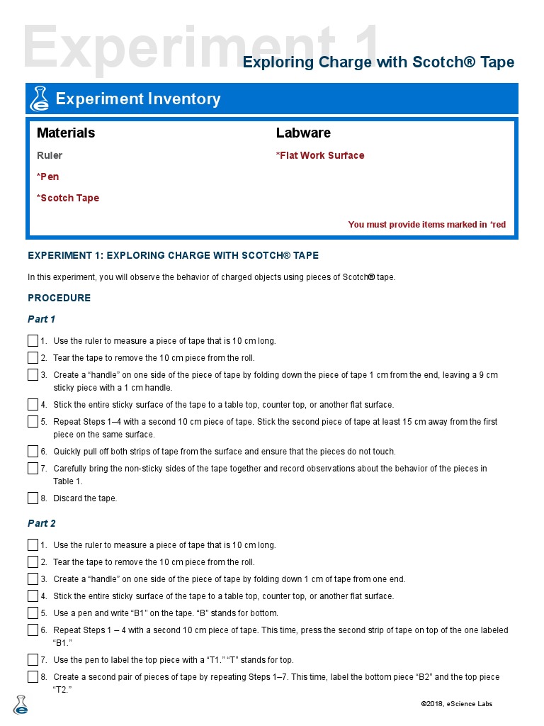 Experiment Inventory: Exploring Charge With Scotch® Tape | PDF | Technology & Engineering