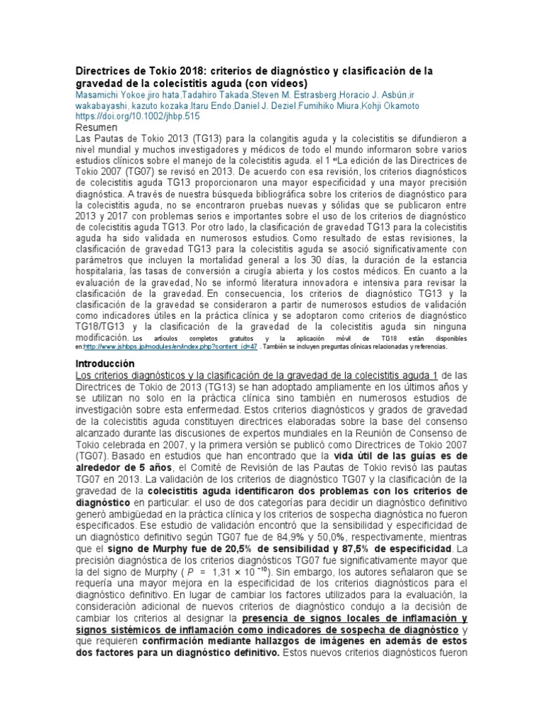 Criterios TG18 para Colecistitis Aguda | PDF | Imagen de resonancia ...