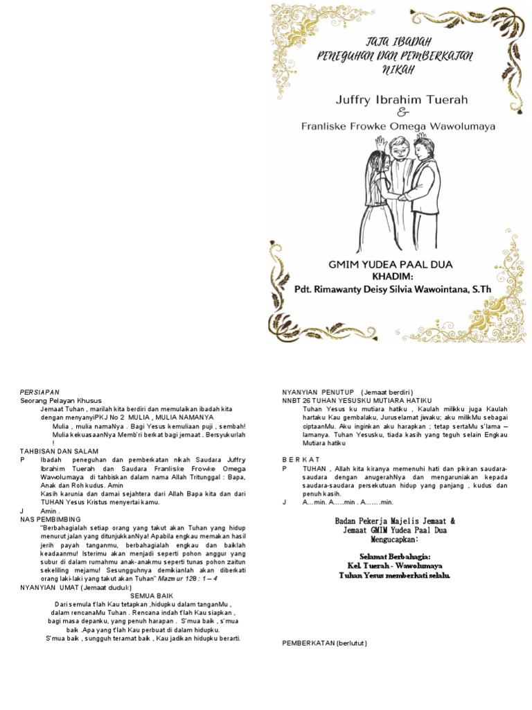 Tata Ibadah Peneguhan Dan Pemberkatan Nikah | PDF