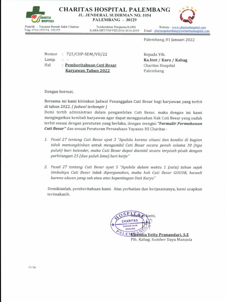 Pemberitahuan Cuti Besar | PDF