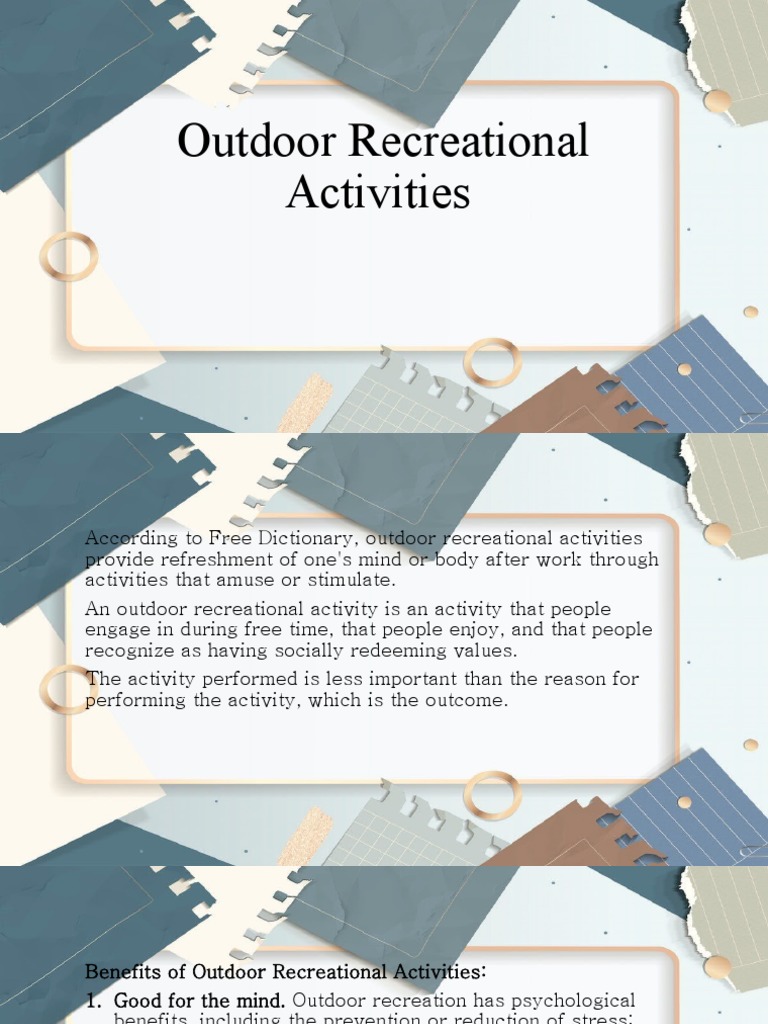 Physical Eduvation Lesson 6 Outdoor Recreational Activities | PDF ...