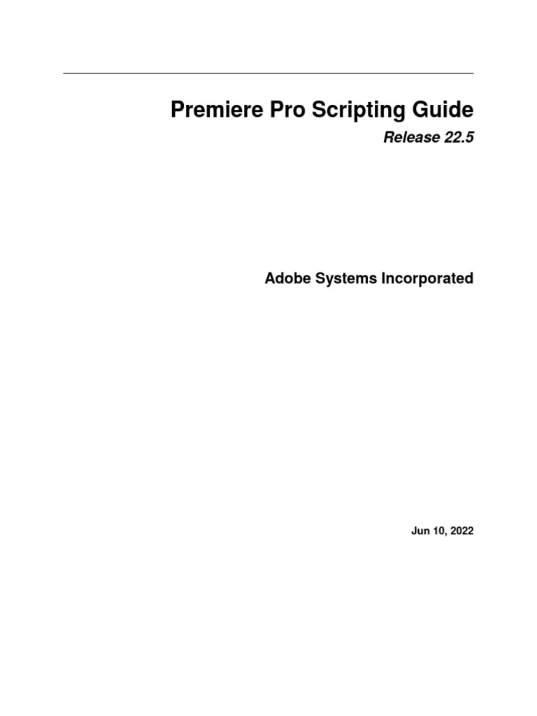 Ppro Scripting Docsforadobe Dev En Latest Pdf Parameter Computer Programming Application