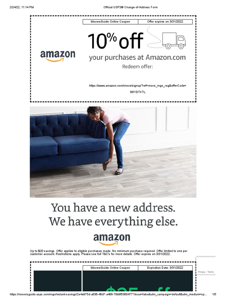 Official USPS® Change-of-Address Form | PDF | Coupon | Marketing