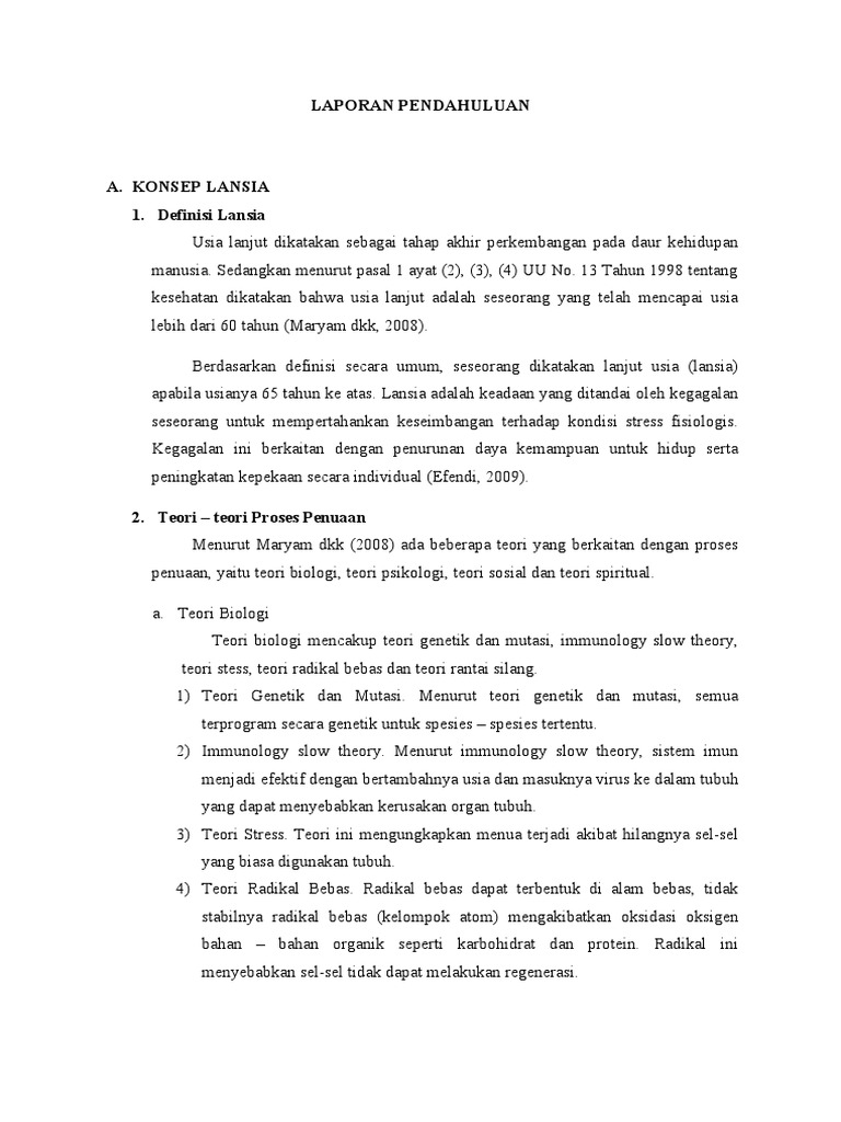 LAPORAN PENDAHULUAN Gerontik | PDF