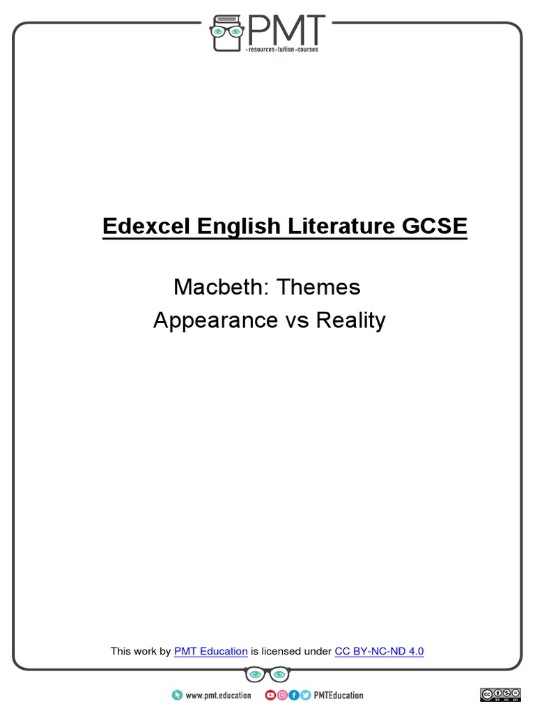 Edexcel English Literature GCSE: Macbeth: Themes Appearance Vs Reality ...