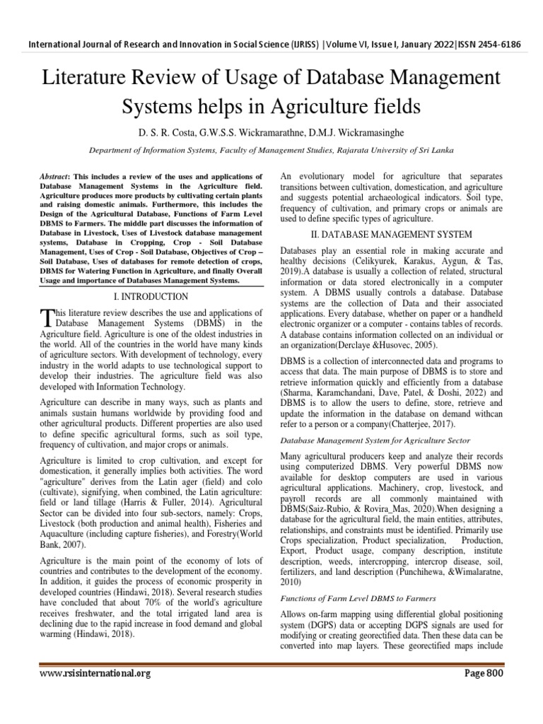 Literature Review of Usage of Database Management Systems Helps in ...