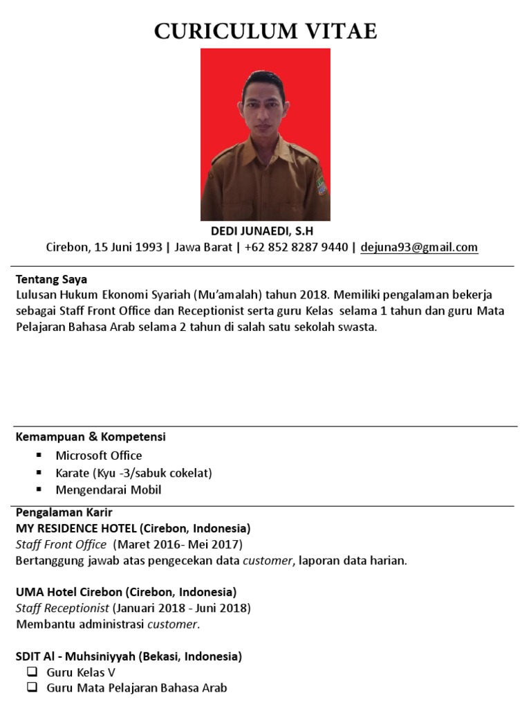 CV Dedi Junaedi untuk Lamaran Kerja | PDF