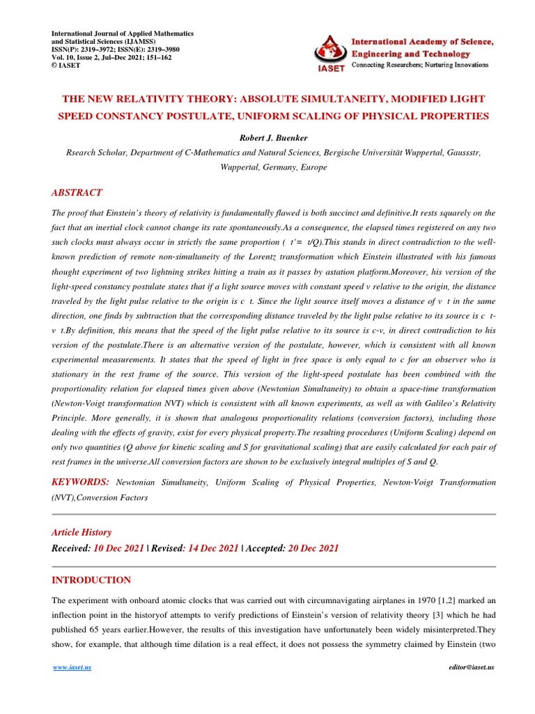 IJAMSS - Format-The New Relativity Theory Absolute Simultaneity | PDF ...