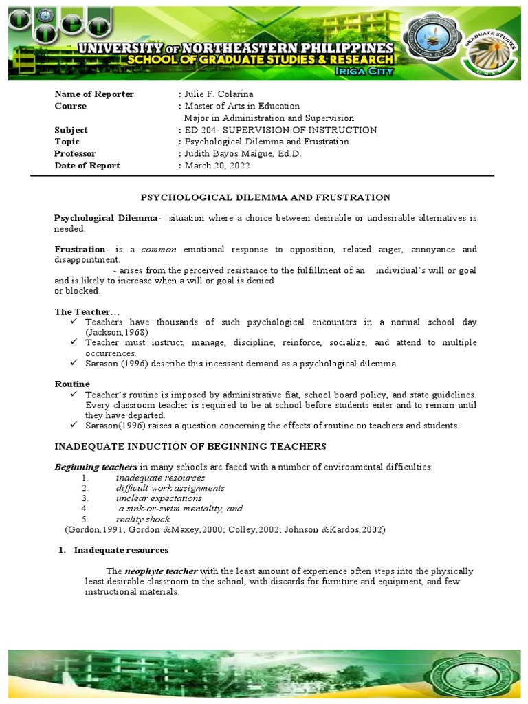 Inadequate Resources Difficult Work Assignments Unclear Expectations A ...