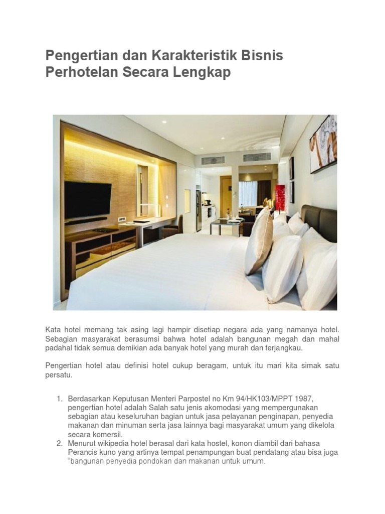 Pengertian & Karakteristik Bisnis Hotel | PDF