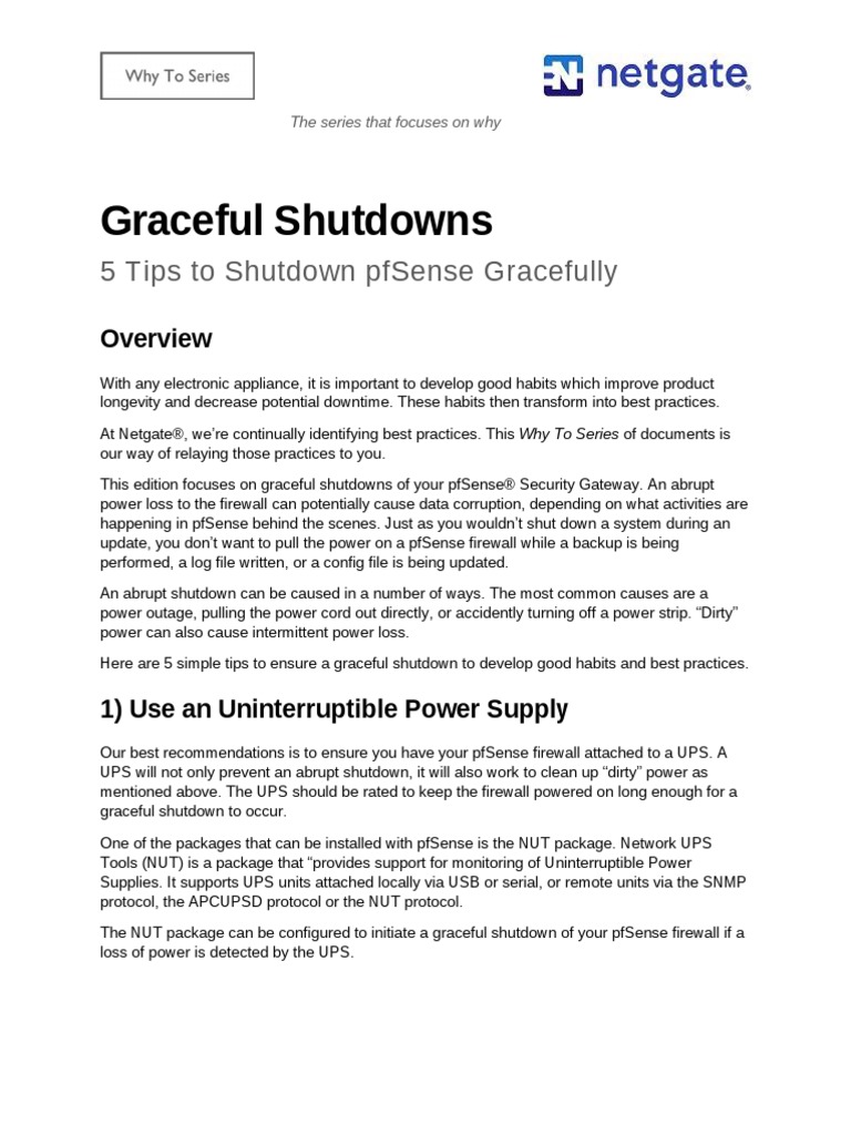 Graceful Shutdowns: 5 Tips To Shutdown Pfsense Gracefully | PDF ...