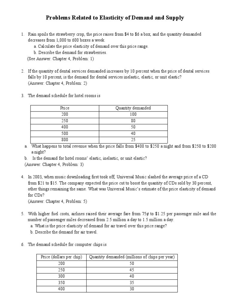 Problems Related To Elasticity of Demand and Supply | PDF | Price ...