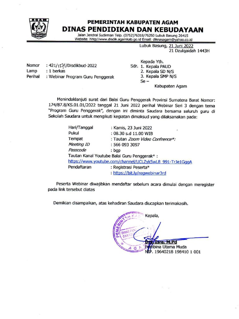 Undangan Webinar Dengan BGP Prov. Sumbar | PDF