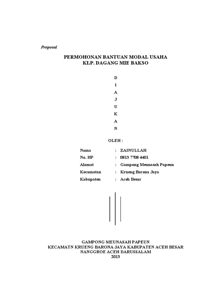 Proposal Bantuan Modal Usaha Mie Bakso | PDF