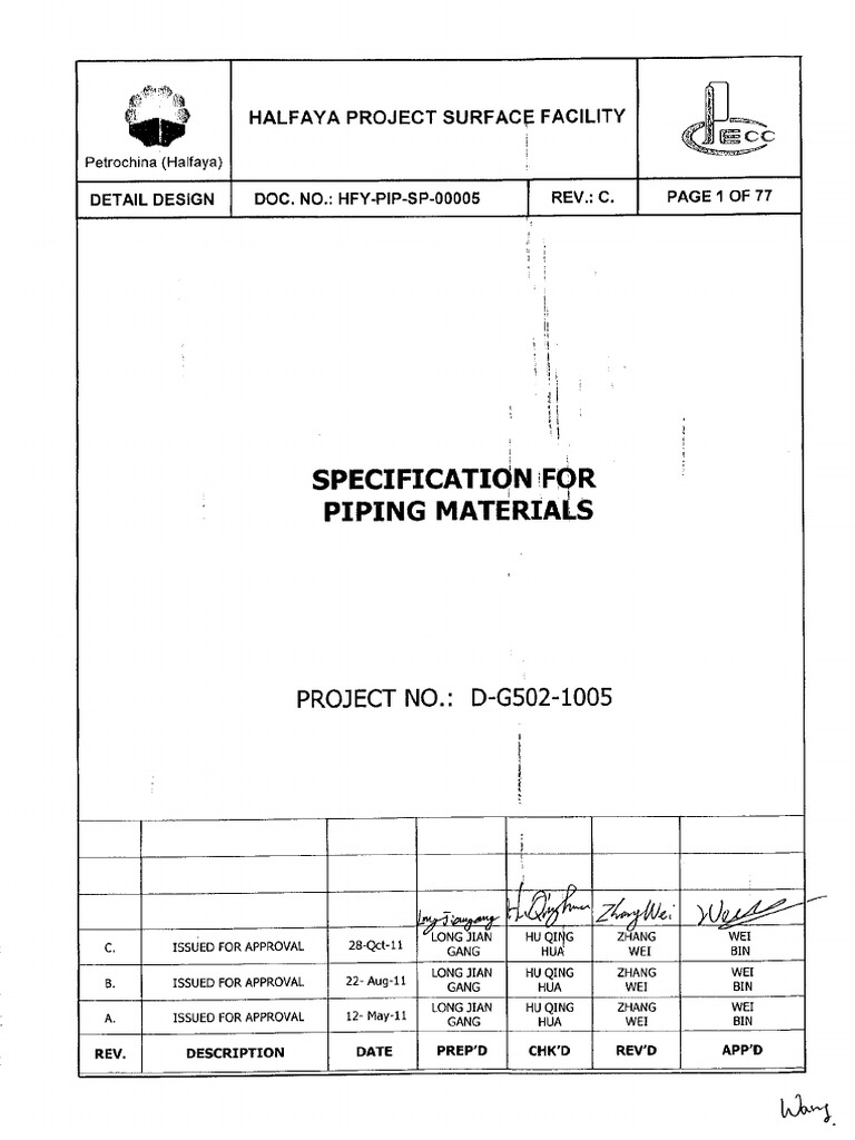 Piping Specification | PDF | Pipe (Fluid Conveyance) | Valve
