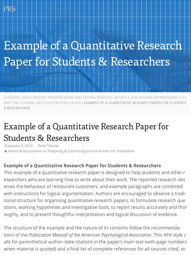 Example of A Quantitative Research Paper | PDF | Academic Publishing ...