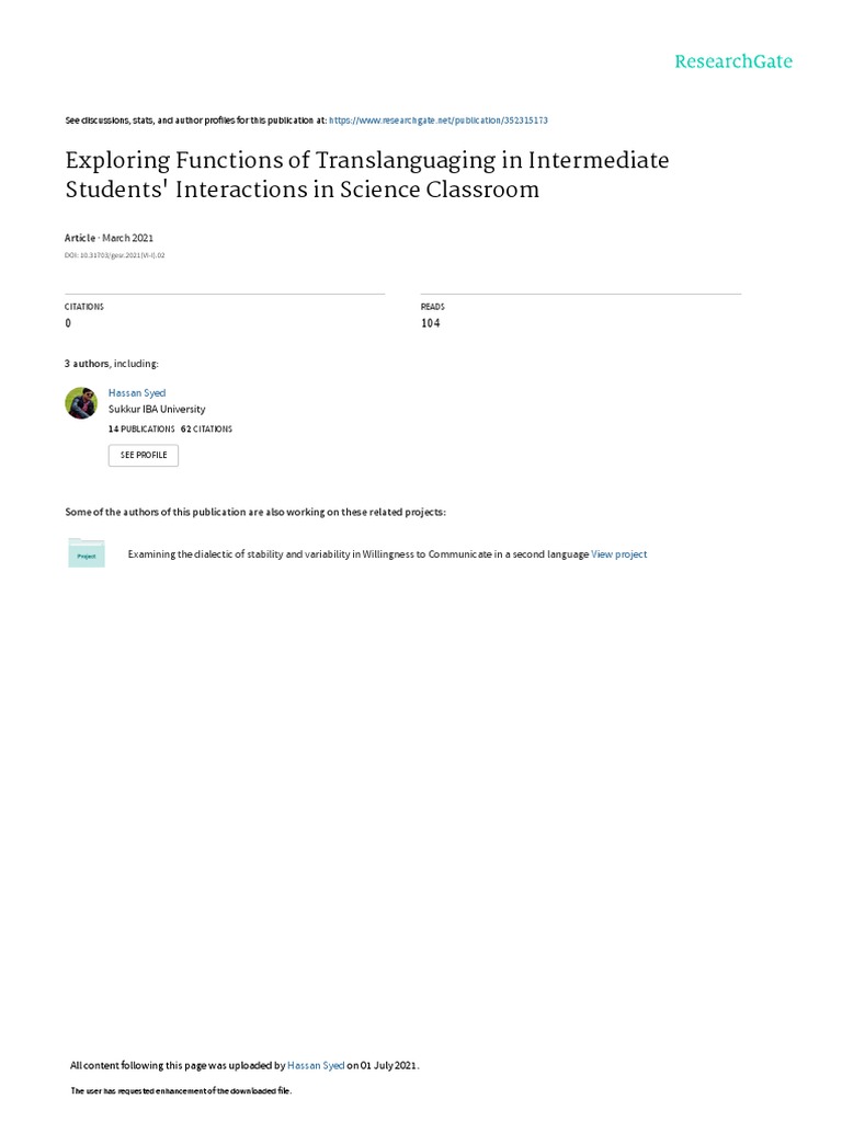 Exploring Functions of Translanguaging in Intermediate Students ...