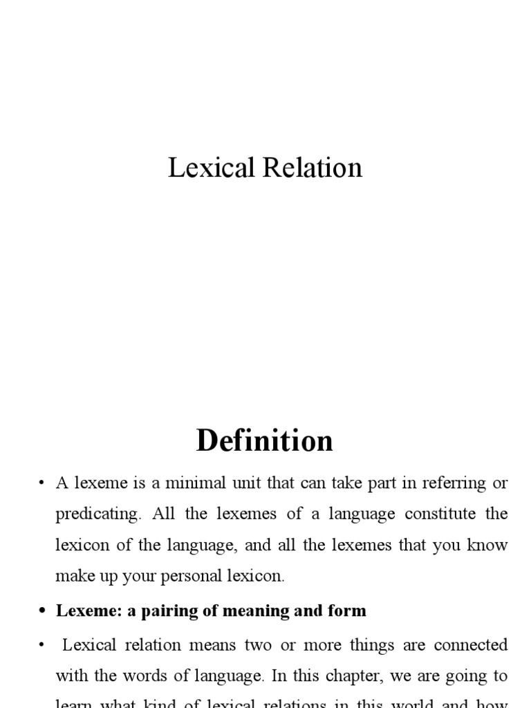 Lexical Relation | PDF | Syntax | Interpretation (Philosophy)