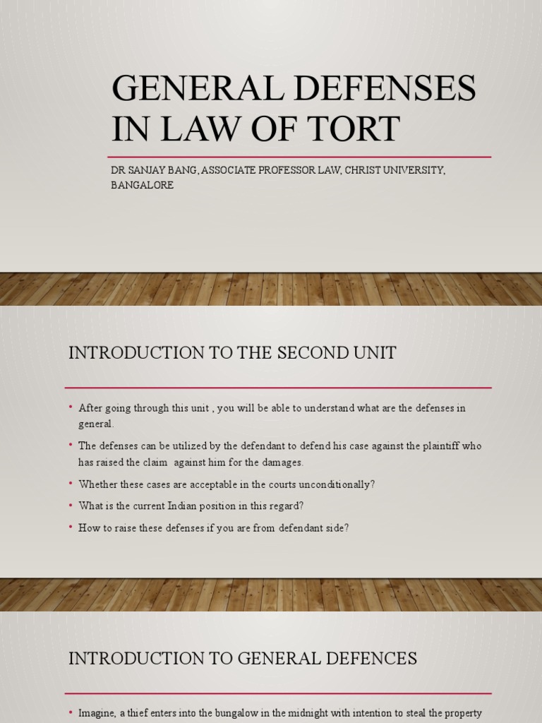 General Defenses in Tort Law: An Overview of Key Defenses and Their ...