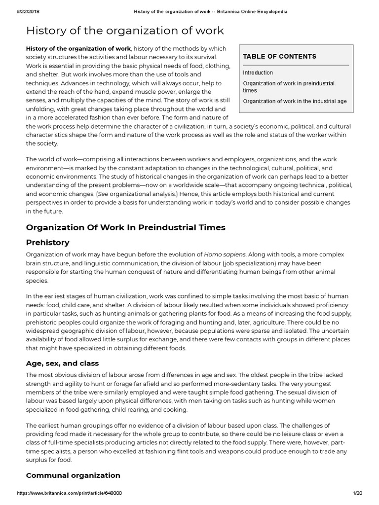 History of Work Organization | PDF | Guild | Weaving