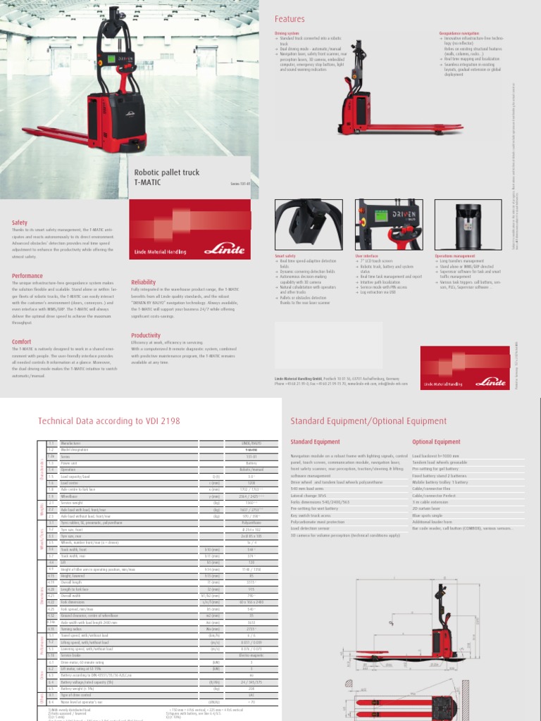 Features: Robotic Pallet Truck T-Matic | PDF | Image Scanner | Axle