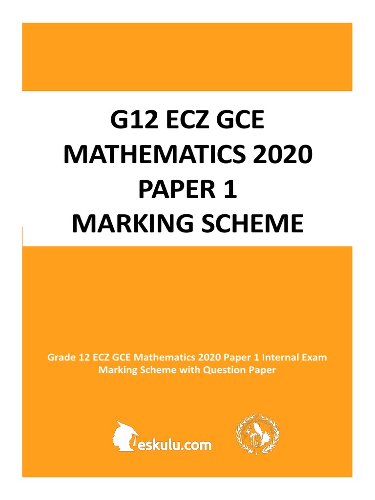 G12 Ecz Gce Mathematics 2020 Paper 1 Marking Scheme | PDF