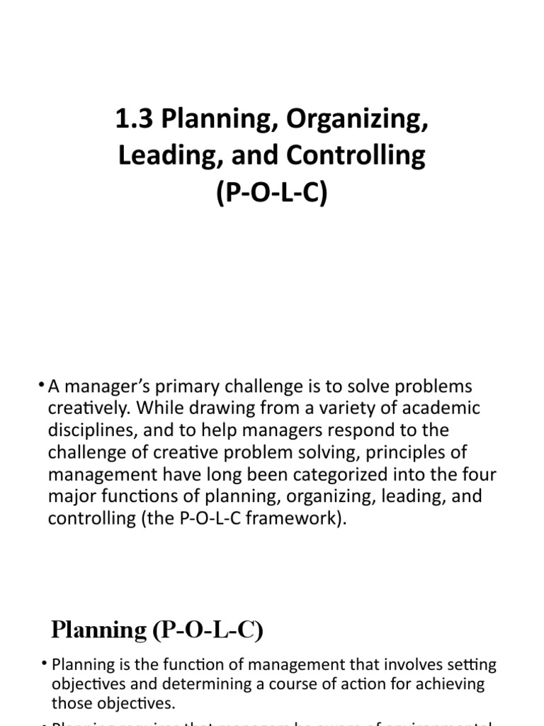 POLC | PDF | Strategic Planning | Planning