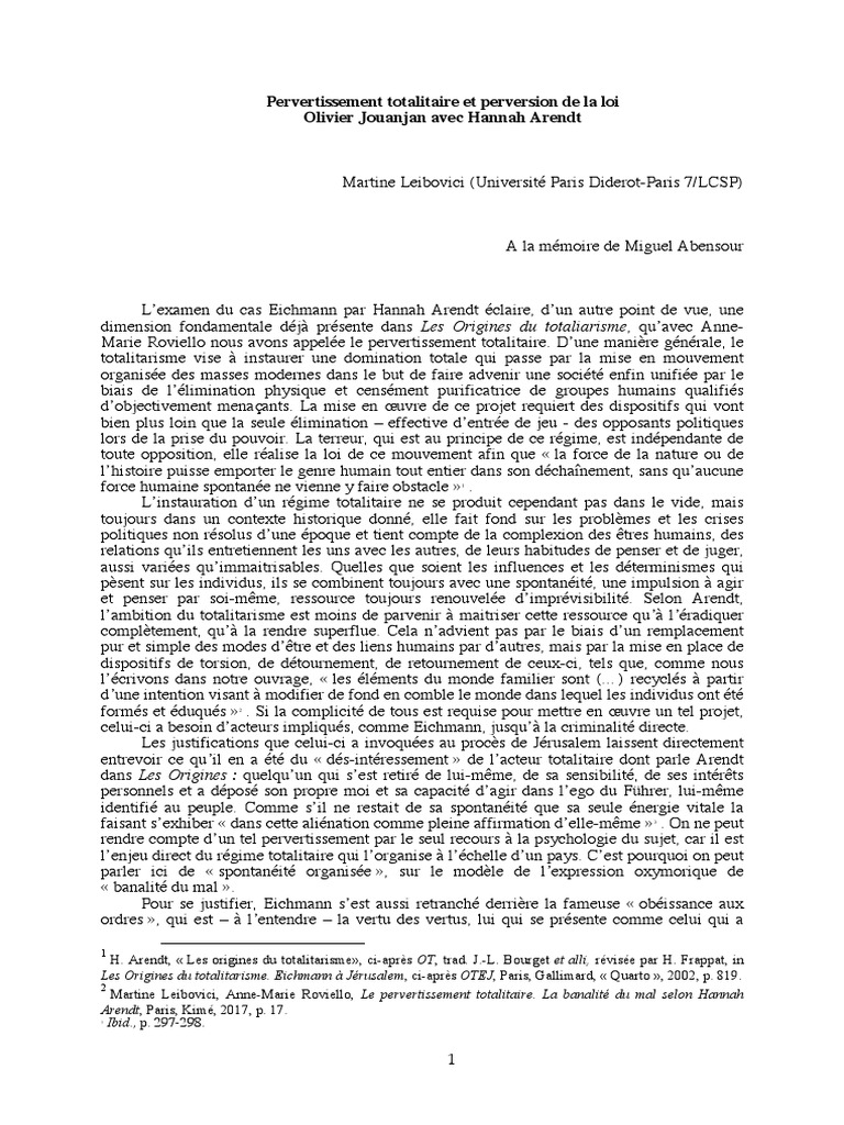 Leibovici | PDF | Totalitarisme | Hannah Arendt