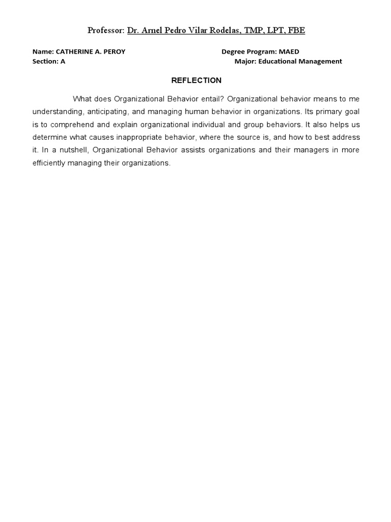 Professor: Dr. Arnel Pedro Vilar Rodelas, TMP, LPT, FBE | PDF