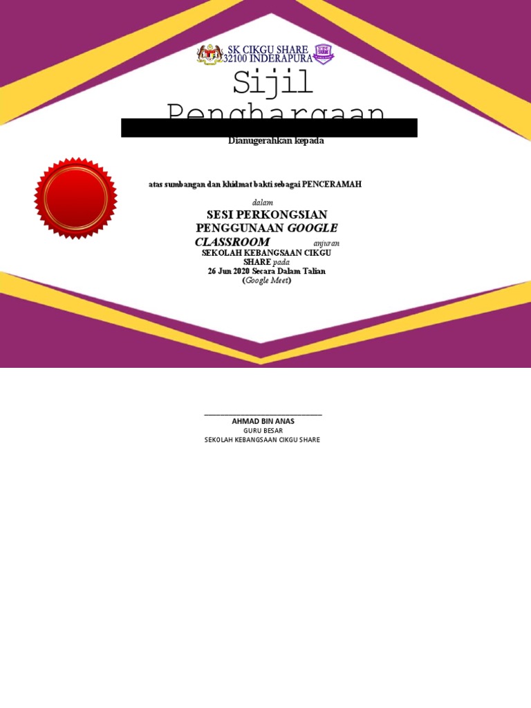 Contoh Sijil Boleh Edit | PDF