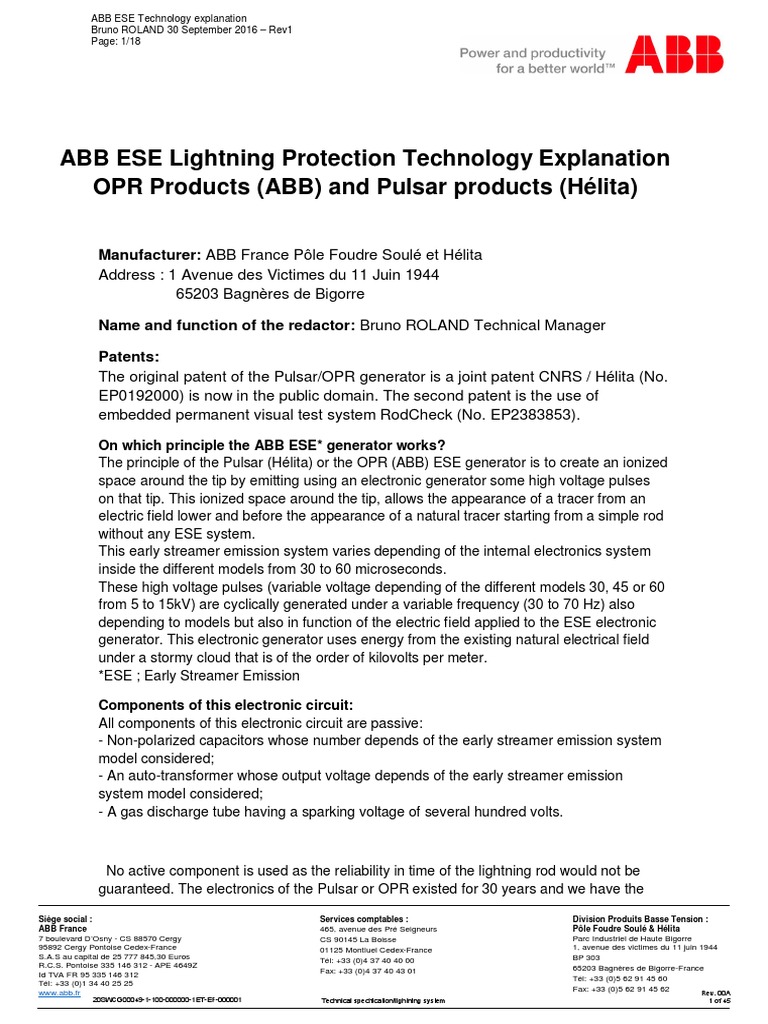 ABB ESE Technology Explanation Rev1 | PDF | Lightning | Capacitor