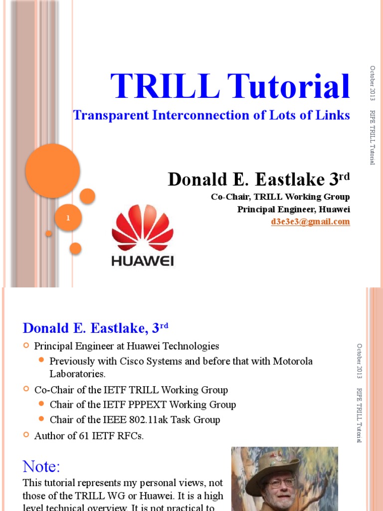 An Introduction to TRILL (Transparent Interconnection of Lots of Links ...