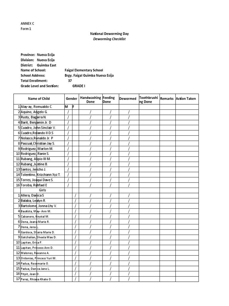 Deworming Form | PDF
