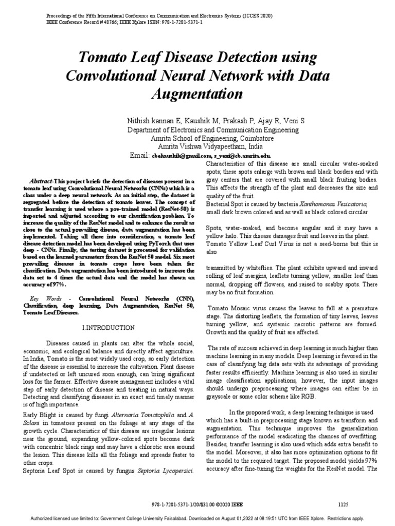 Tomato Leaf Disease Detection Using Convolutional Neural Network With ...