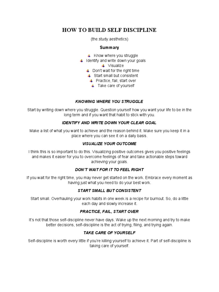How To Build Self Discipline: Knowing Where You Struggle | PDF