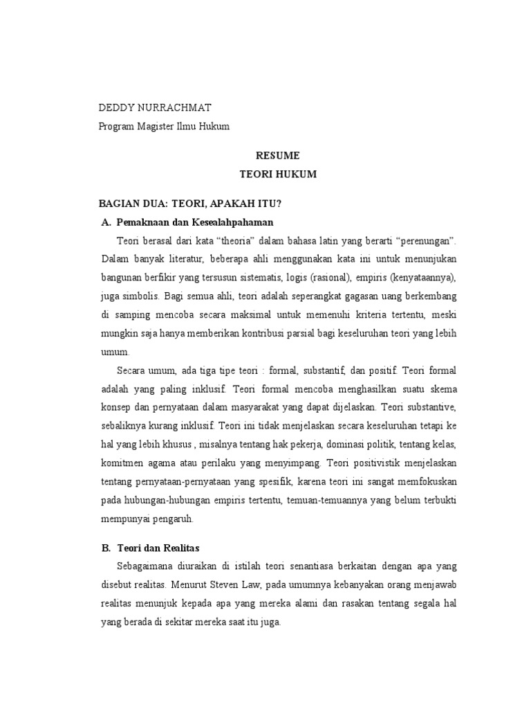 Deddy Nurrachmat - Resume Teori Hukum | PDF