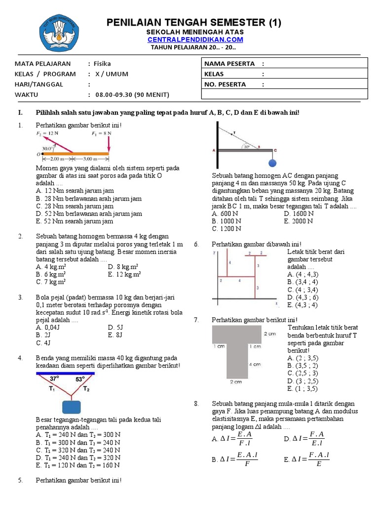 PTS Fisika Kelas 11 SEM 1 #2 | PDF