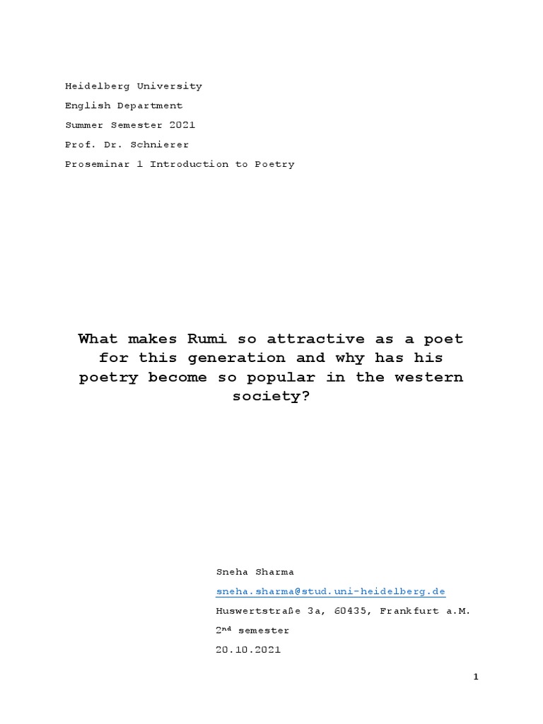 What Makes Rumi So Attractive As A Poet in Today's Generation | PDF ...