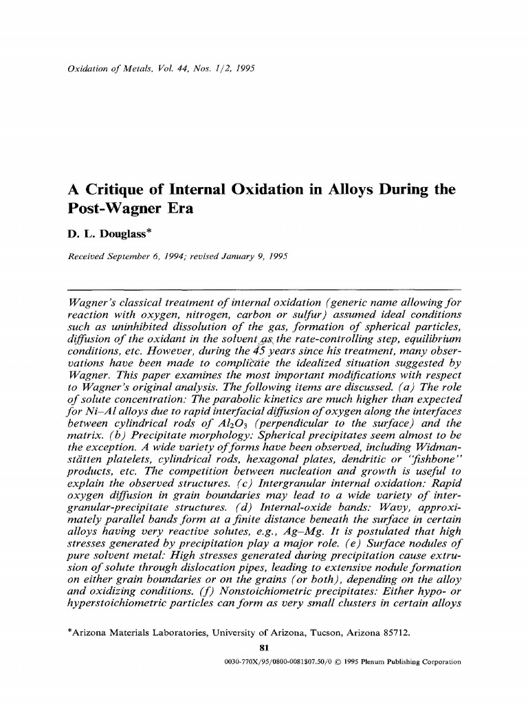 Deviations from the Ideal: A Critique of Internal Oxidation Behavior ...