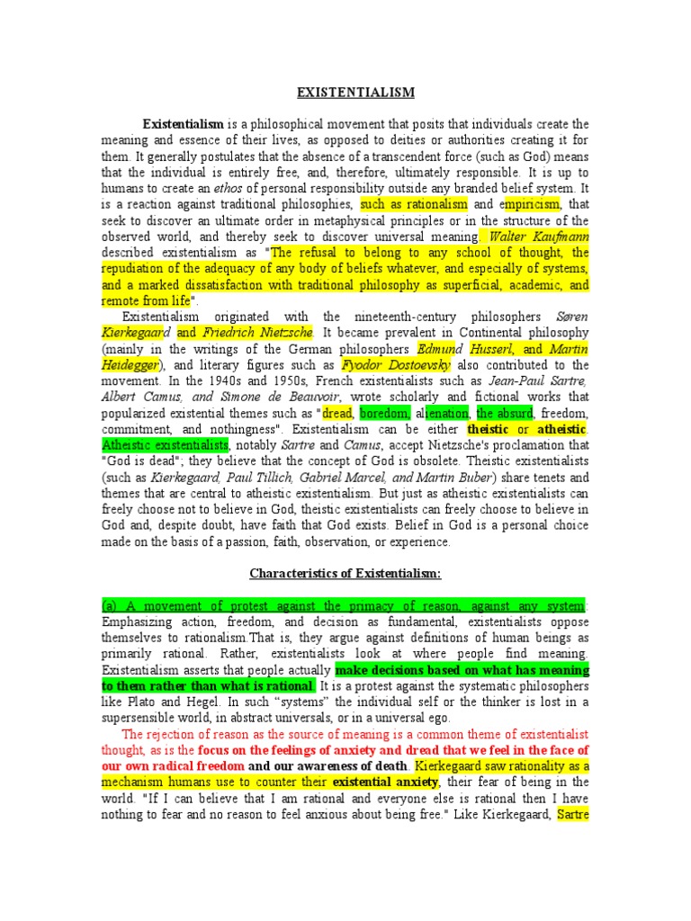 Philosophy Existentialism | PDF | Existentialism | Metaphysics