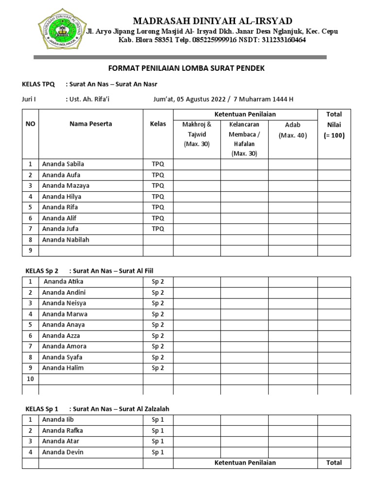 Juri 1 Lomba Surat Pendek Pdf