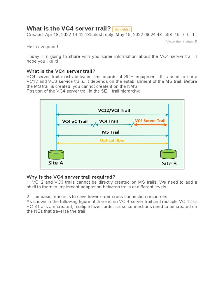 VC4 Server Trail in SDH Networks | PDF | Computer Science | Communications Protocols