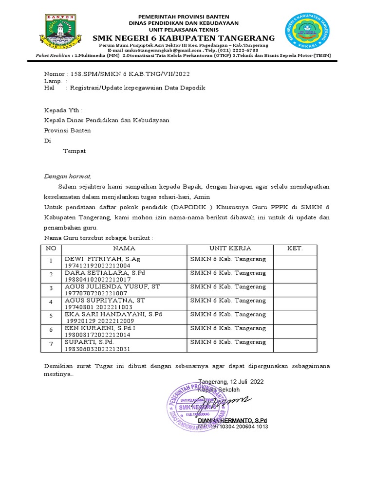 Surat Tugas PPPK 2022 | PDF