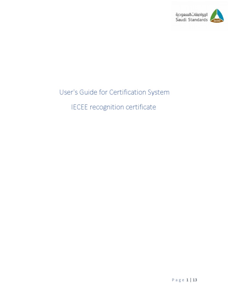 User's Guide For Certification System IECEE Recognition Certificate ...