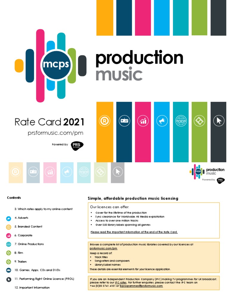 Production Music Rate Card 2021 | PDF | Advertising | You Tube