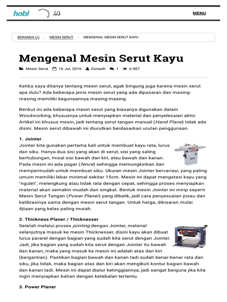 Mengenal Mesin Serut Kayu - HTML | PDF