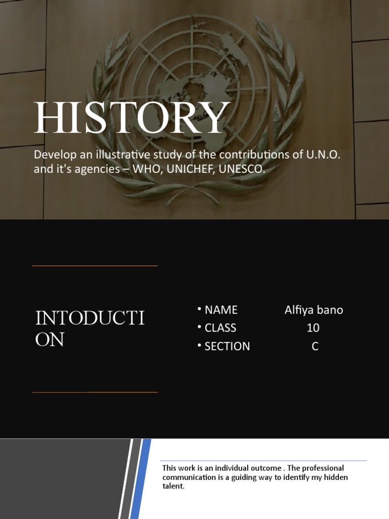 History: Develop An Illustrative Study of The Contributions of U.N.O ...